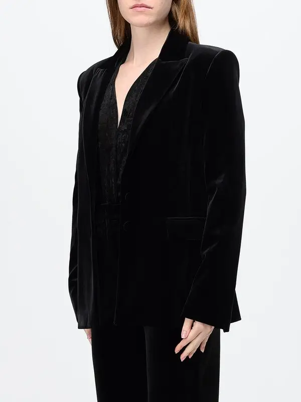 Patrizia Pepe Single-breasted Velvet Blazer With Lapels And Flap Pockets