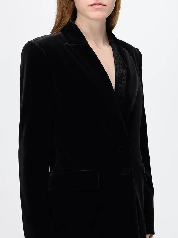 Patrizia Pepe Single-breasted Velvet Blazer With Lapels And Flap Pockets