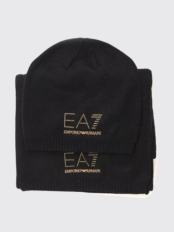 EA7 2-piece Wool Blend Set With Beanie And Embroidered Logo