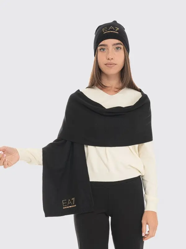 EA7 2-piece Wool Blend Set With Beanie And Embroidered Logo