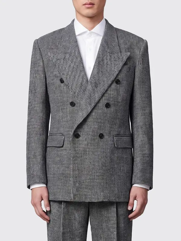 Dolce & Gabbana Double-breasted Check Wool-blend Blazer With Peak Lapels