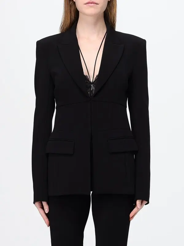 Patrizia Pepe Slim Fit Corset Blazer With Peak Lapels And Padded Shoulders