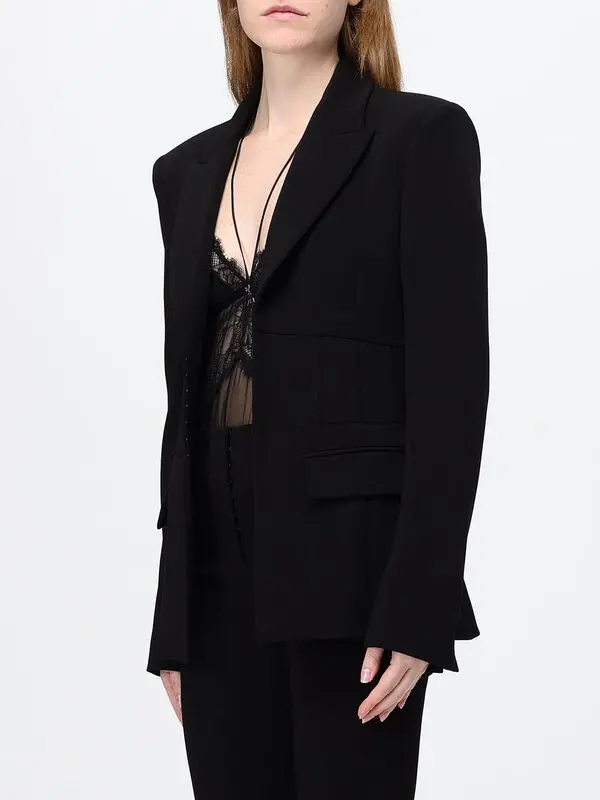Patrizia Pepe Slim Fit Corset Blazer With Peak Lapels And Padded Shoulders