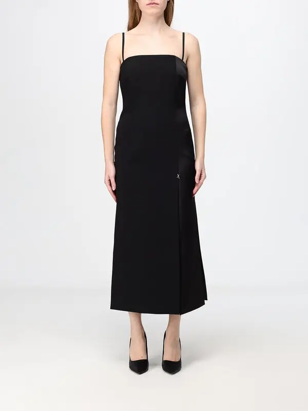 GENNY Off-the-shoulder Square-neck Midi Sheath Evening Dress
