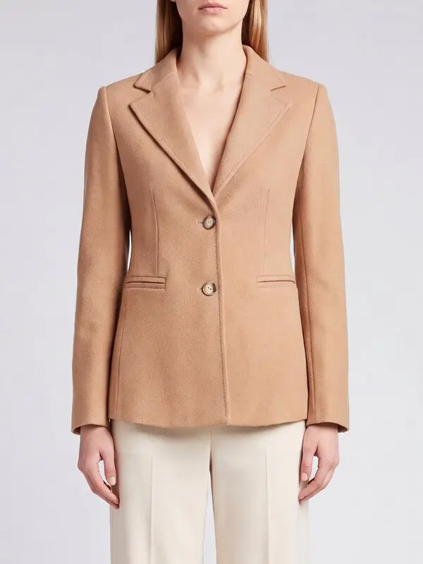 Max Mara Slim Fit Single-breasted Wool Blazer With Peak Lapels - Camel