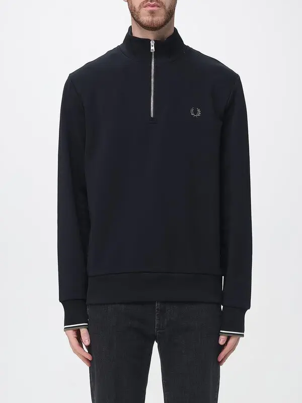 Fred Perry High Neck Half-zip Cotton Sweatshirt