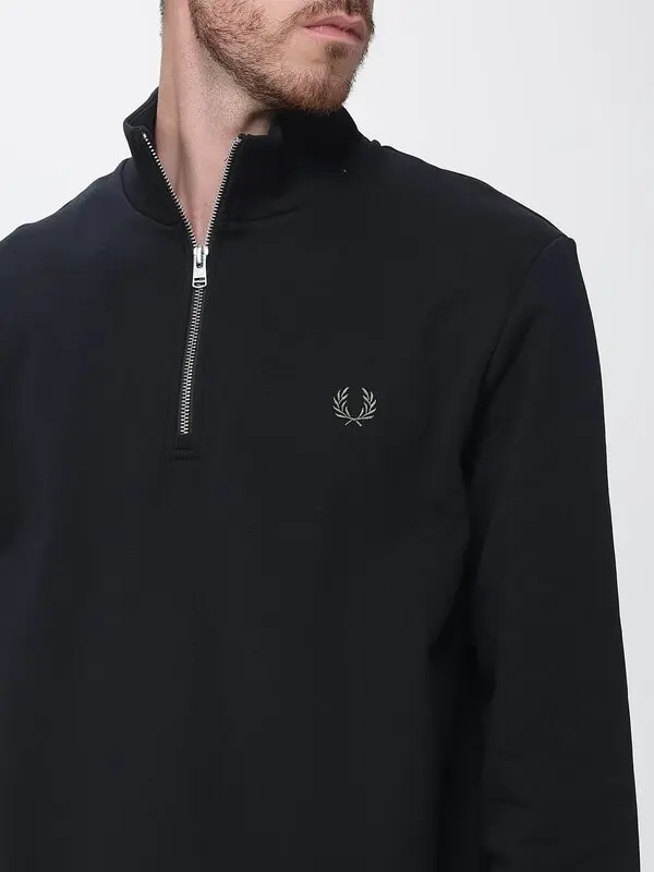 Fred Perry High Neck Half-zip Cotton Sweatshirt