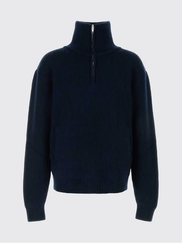 Balenciaga Merino Wool Half-zip Turtleneck With Dropped Shoulders - Navy