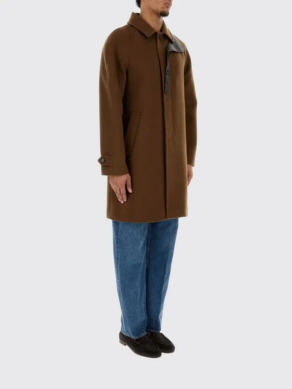 Bottega Veneta Single-breasted Wool And Cashmere Coat With Leather Collar - Brown