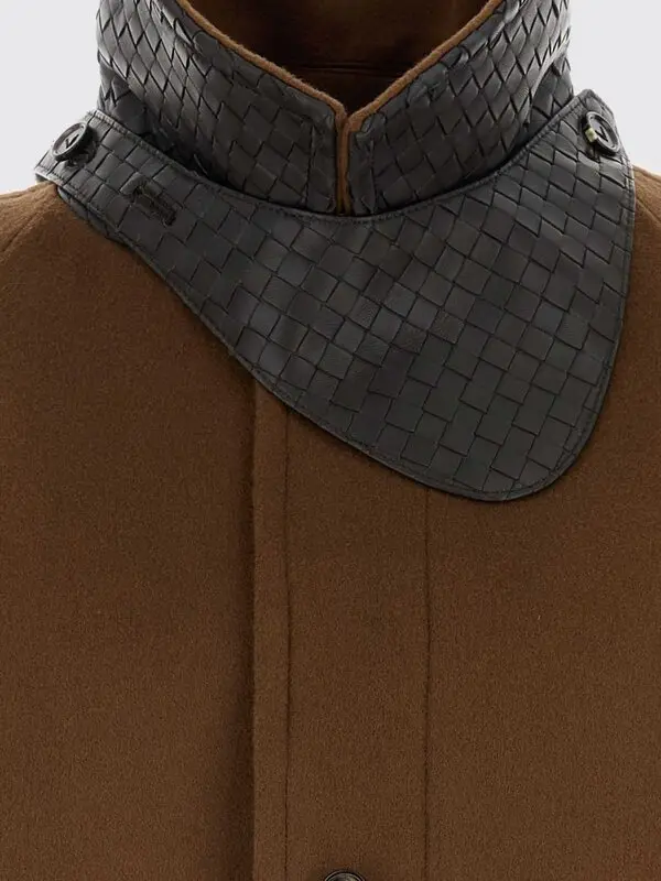 Bottega Veneta Single-breasted Wool And Cashmere Coat With Leather Collar