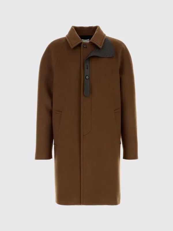 Bottega Veneta Single-breasted Wool And Cashmere Coat With Leather Collar