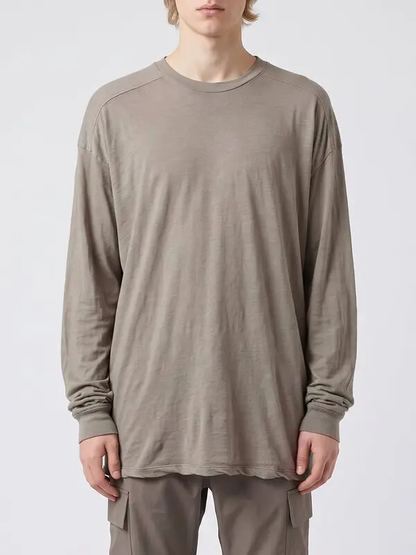 Rick Owens Oversized Long-sleeved Cotton T-shirt With Dropped Shoulders - Grey