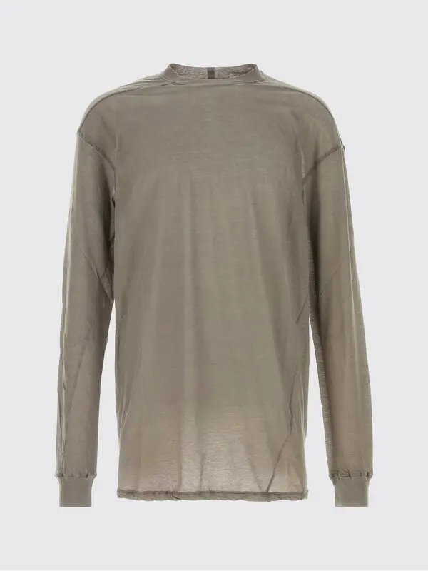 Rick Owens Oversized Long-sleeved Cotton T-shirt With Dropped Shoulders - Grey