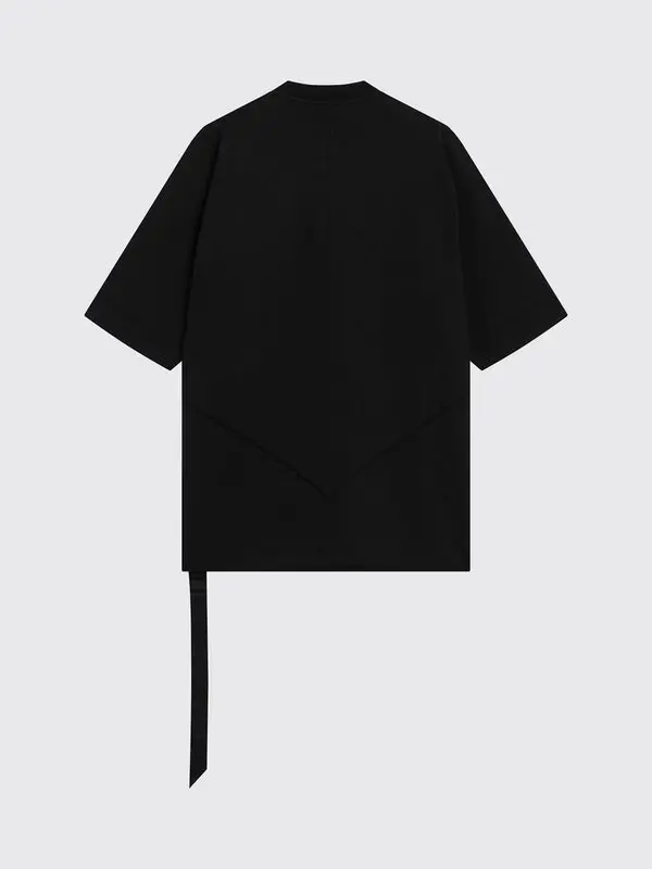 Rick Owens Relaxed Fit Cotton T-shirt With Tapes And Dropped Shoulders