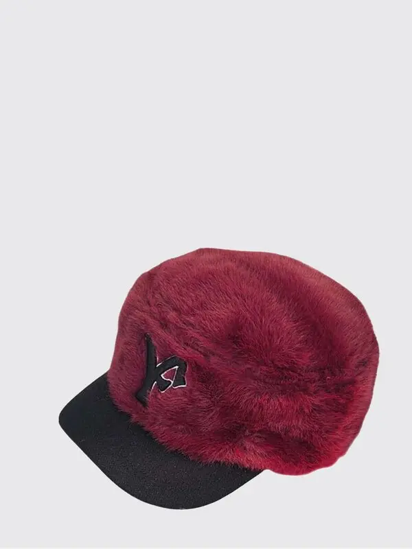 PDF Rabbit Fur Baseball Cap With Embroide Logo - Red