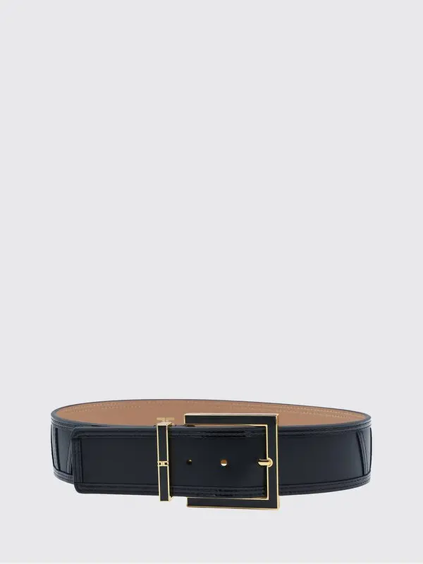Elisabetta Franchi Adjustable Synthetic Leather Belt With Embossed Logo - Black