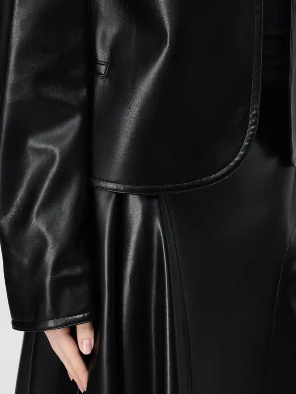 MEIMEIJ Cropped Faux Leather Blazer With An Open-front Design