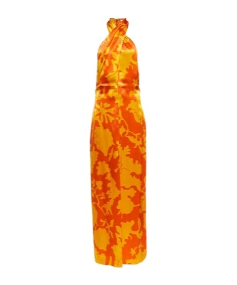 SIR. Printed Silk Maxi Dress - Orange
