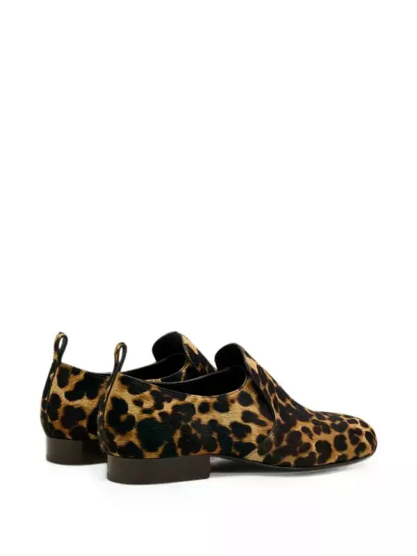 AMI Paris Leopard Printed Flat Cowhide Leather Shoes