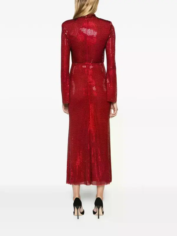 SELF-PORTRAIT Rhinestone Mesh Twist Midi Dress