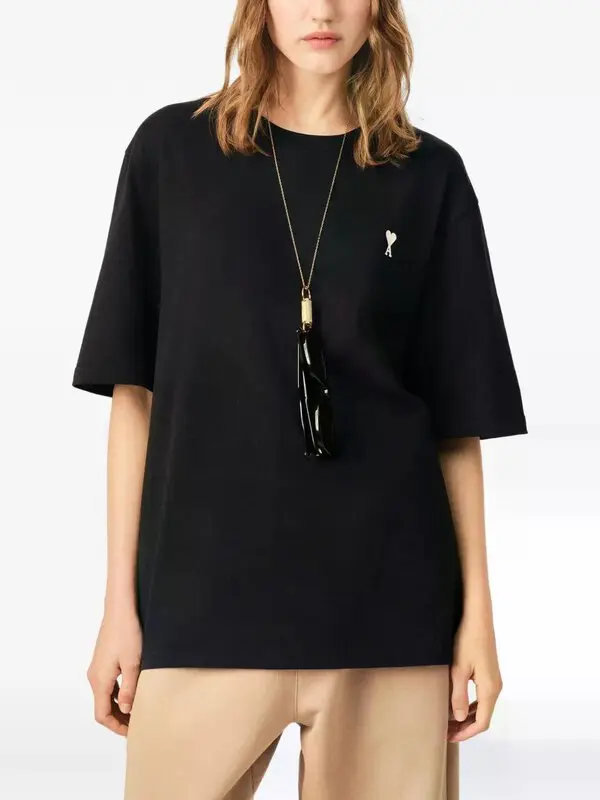AMI Paris Printed Cotton Place Des Victoires T-shirt - Black