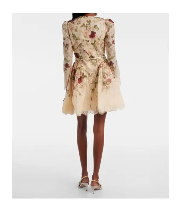 Zimmermann Hypnotic Floral Linen And Silk Minidress