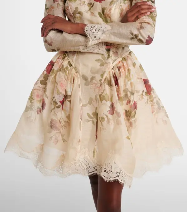 Zimmermann Hypnotic Floral Linen And Silk Minidress