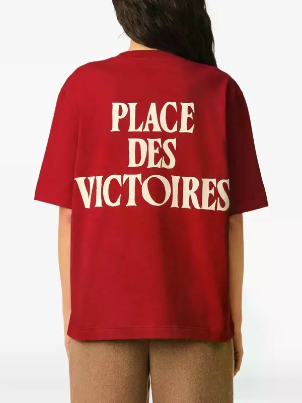 AMI Paris Printed Cotton Place Des Victoires T-shirt - Red