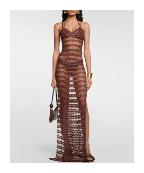 AYA MUSE Semi-sheer Lace Camisole Maxi Dress