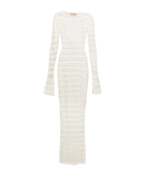 AYA MUSE Semi-sheer Lace Maxi Dress - White