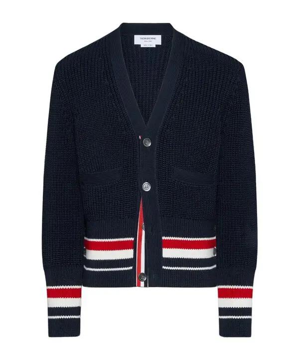 Thom Browne Button-fastening V-neck Cotton Cardigan