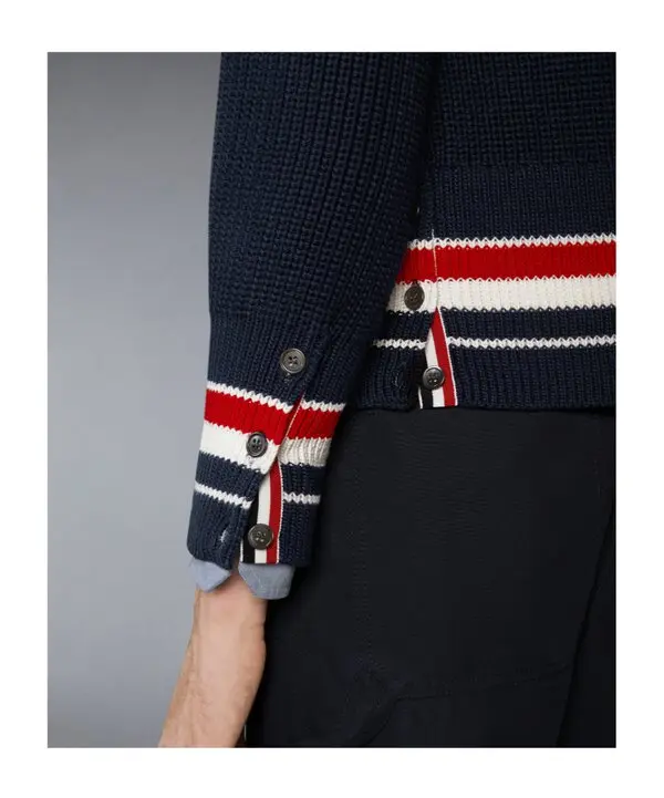 Thom Browne Button-fastening V-neck Cotton Cardigan