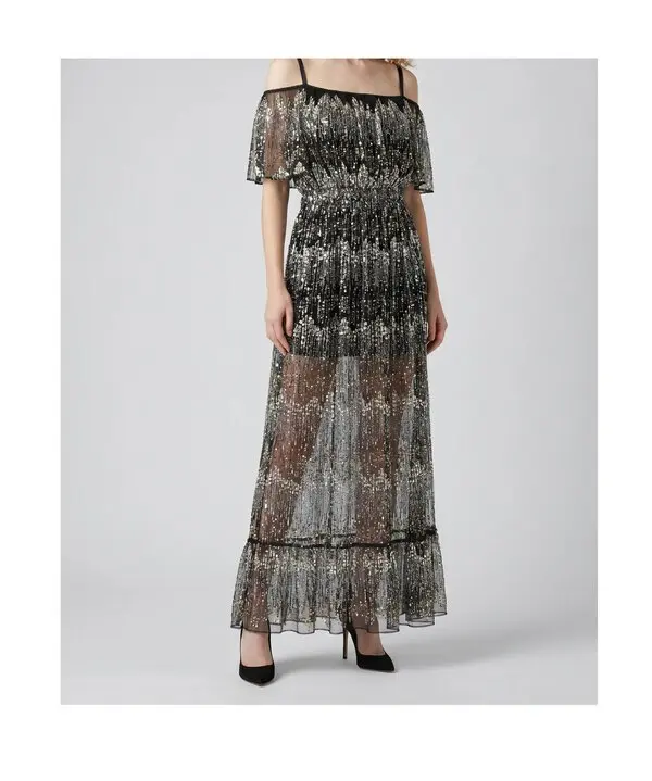 Rabanne Sequin-embellished Cold-shoulder Maxi Dress