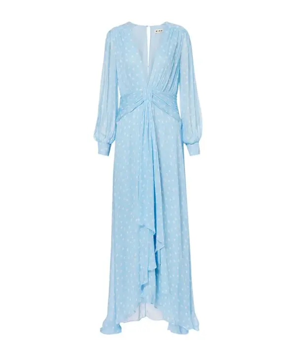 Rixo Polka Dot Ruffle Dress - Blue