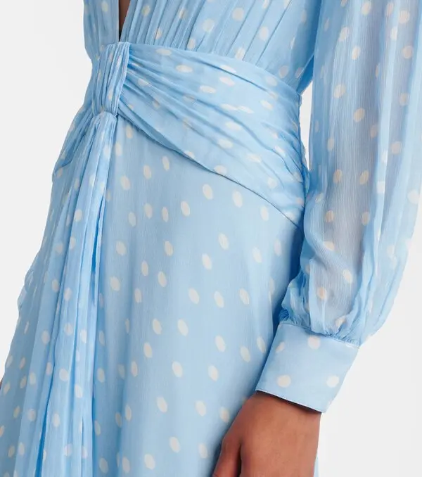 Rixo Polka Dot Ruffle Dress