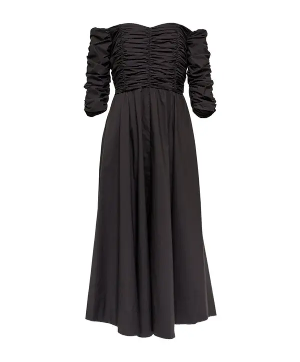 Dorothee Schumacher Poplin Power Off-shoulder Midi Dress - Black