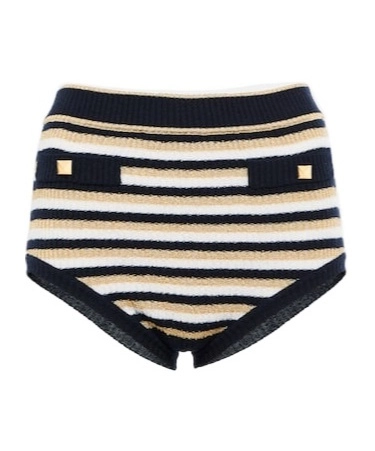 Valentino Garavani Roman Stud Striped Wool Shorts