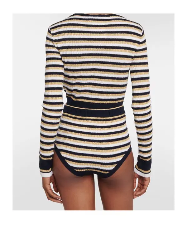 Valentino Garavani Roman Stud Striped Wool Shorts