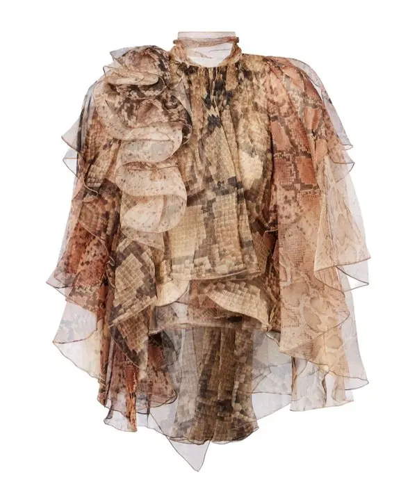 Zimmermann Memento Ruffled Silk Blouse