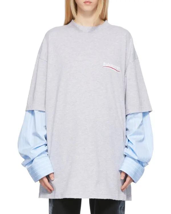 Balenciaga T-shirt Political Campaign Layered In Grigio - Gray