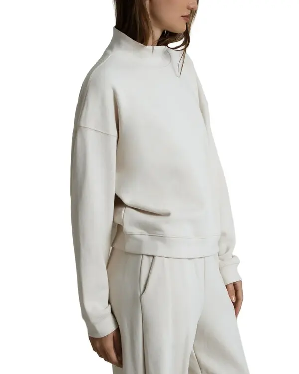 PERFECTWHITETEE Delaney Cotton French Terry Mock Neck Sweatshirt - Sugar