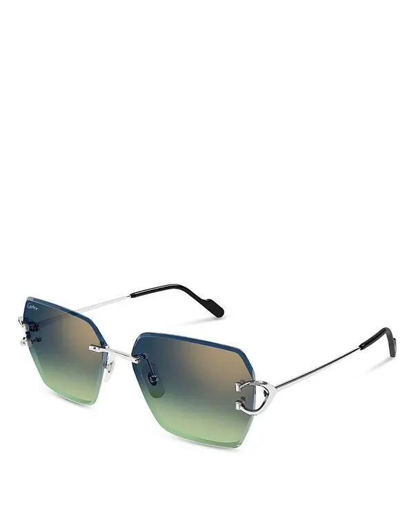 Cartier Decor C Classique Cat Eye Sunglasses, 58mm - Silver
