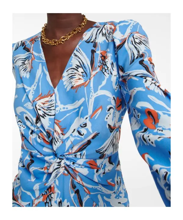 Diane Von Furstenberg Anaba Printed Crepe Midi Dress