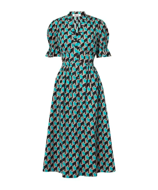 Diane Von Furstenberg Erica Printed Midi Dress - Black