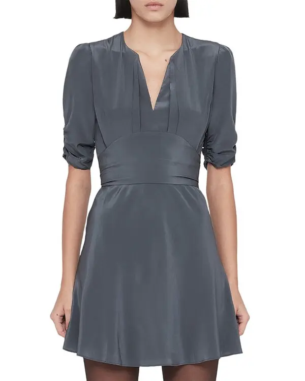 ALLSAINTS Ena Silk Tie Waist Mini Dress - Deep Slate