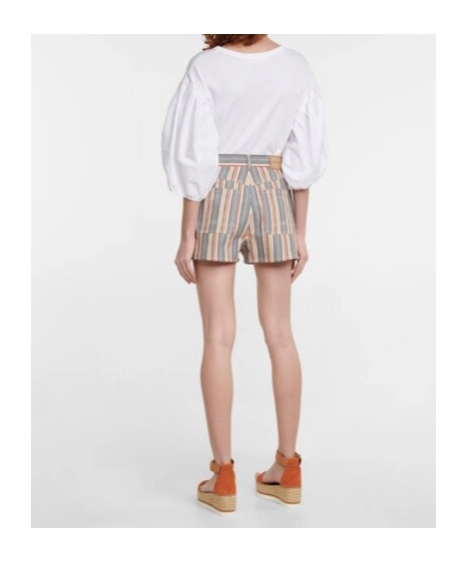 See By Chloé Striped Denim Shorts