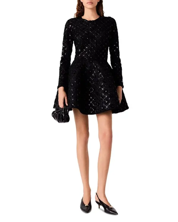 Maje Royalvelours Velvet Rhinestone Mini Dress