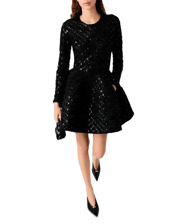 Maje Royalvelours Velvet Rhinestone Mini Dress