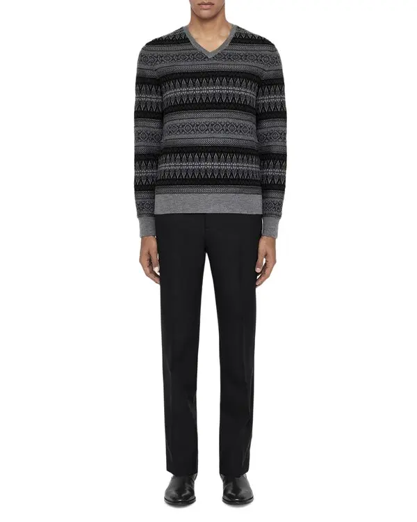ALLSAINTS Ash V Neck Fair Isle Wool Sweater