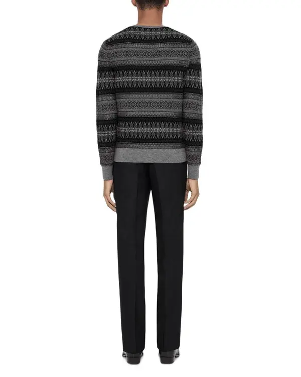ALLSAINTS Ash V Neck Fair Isle Wool Sweater